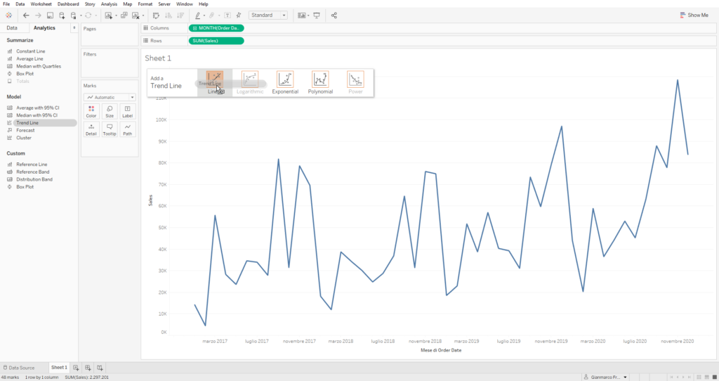Trend Line in Tableau Desktop: come calcolarla manualmente - Visualitics