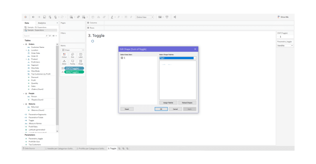 Scopri i Toggle Button dinamici in Tableau - Visualitics