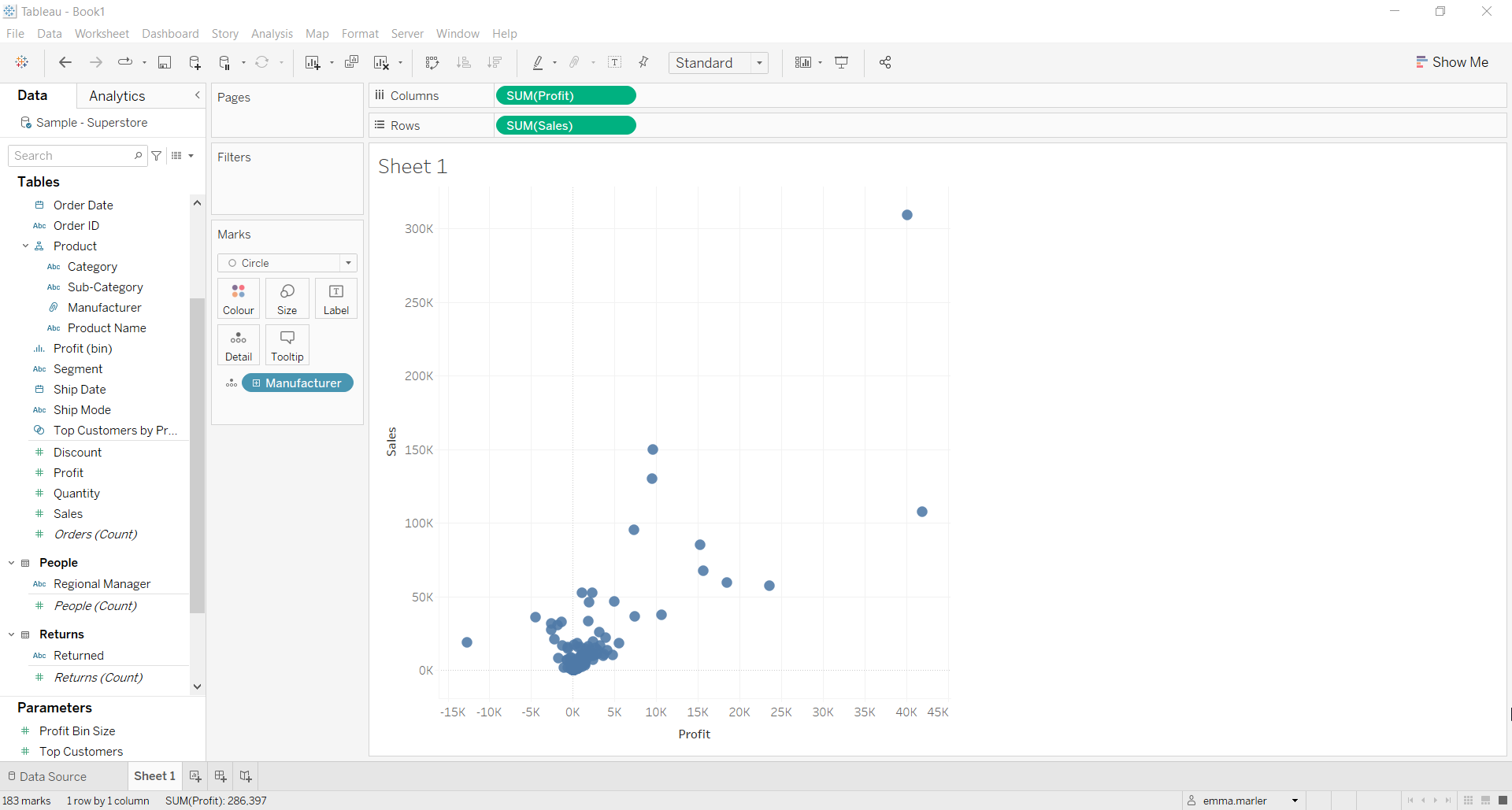 How to create a scatter plot with colored quadrants in Tableau ...
